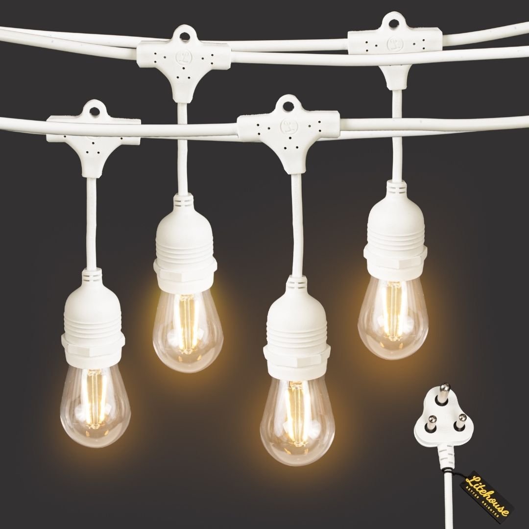 50cm Spacing White Festoon Bulb Lights | Plug-In LED