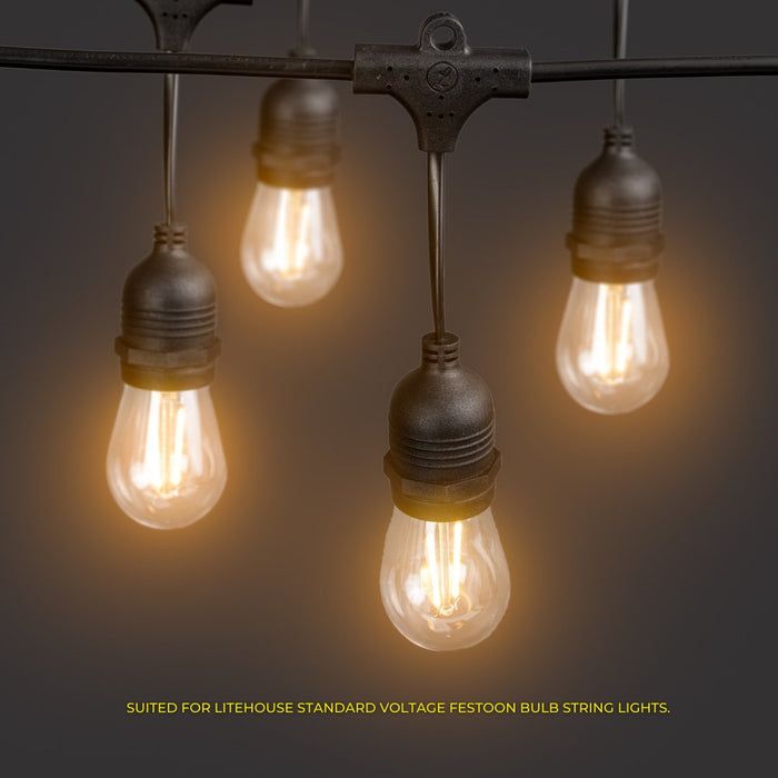 Black 2m Extension Cord for Festoon Bulb Lights | Litehouse