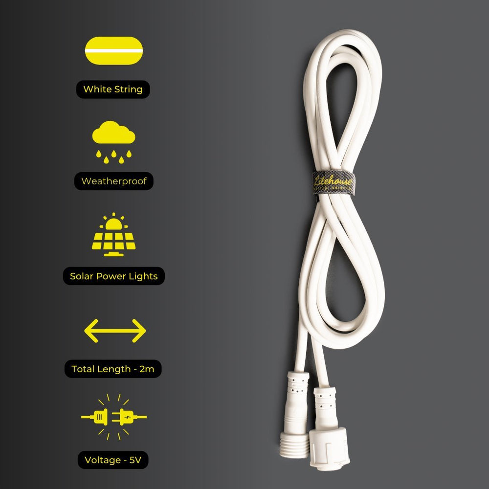 Litehouse 2m Extension Cord Accessory for Solar Festoon Bulb String Li