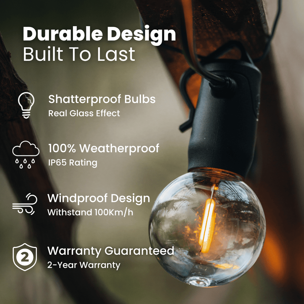 Litehouse Plug-In Mini Bulb String Lights - 2-Year Warranty